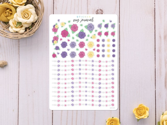 Rose Borders Sticker Sheet Floral Stickers for Bullet | Etsy