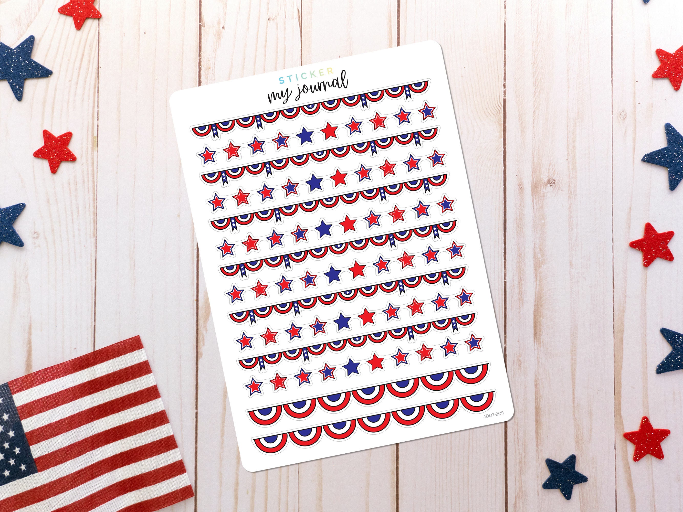 Star Borders Sticker Sheet Patriotic Themed Stickers for - Etsy