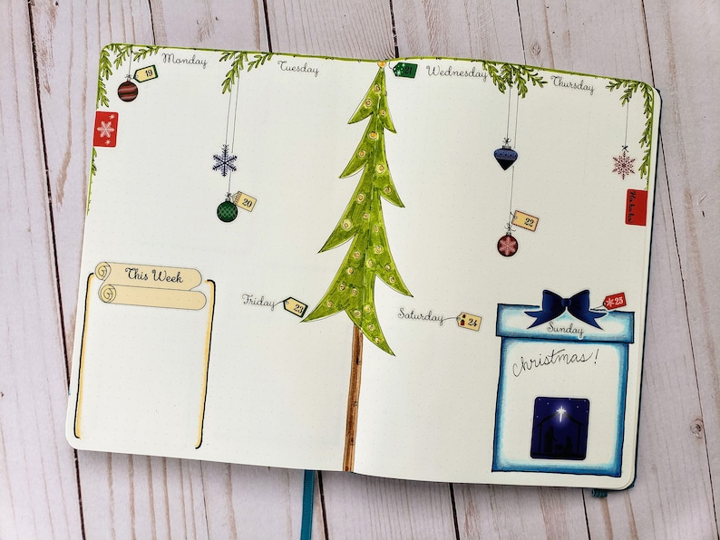 December Monthly Bullet Journal Sticker Kit - Christmas Themed Stickers ...