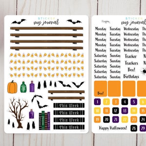 October Monthly Bullet Journal Sticker Kit - Halloween Themed Stickers ...