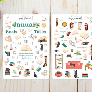January Monthly Bullet Journal Sticker Kit - It's About Time - Themed ...