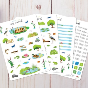 March Monthly Bullet Journal Sticker Kit Pond Life Themed Stickers for ...