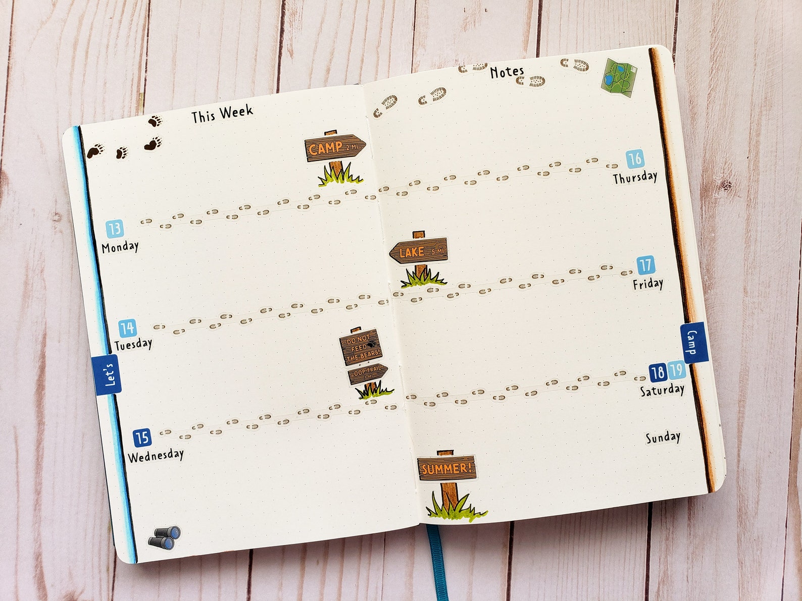 June Monthly Bullet Journal Sticker Kit - Summer Camping Themed ...