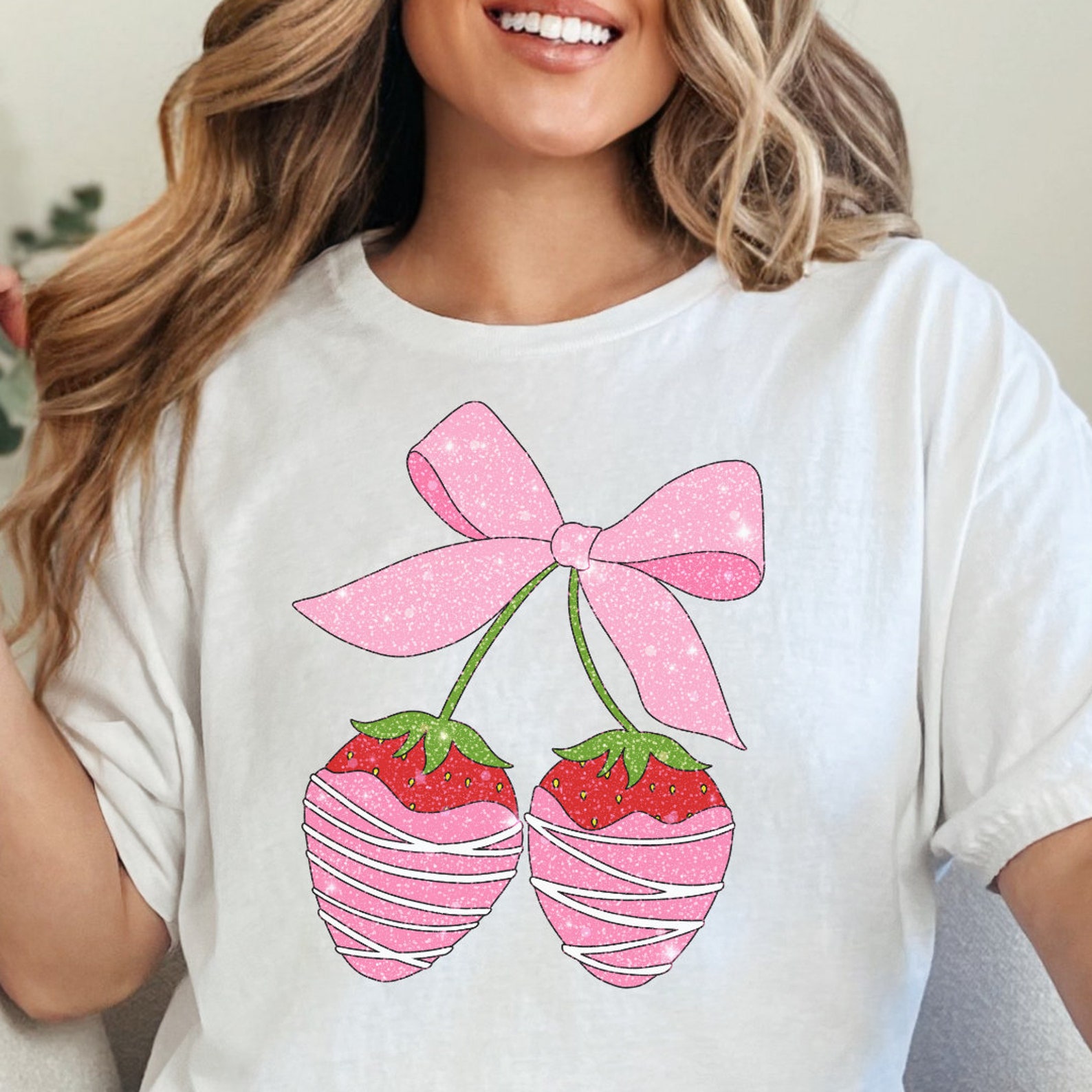 Strawberry Png Svg Sequin Png Coquette Clipart Preppy Png Pink Bow ...