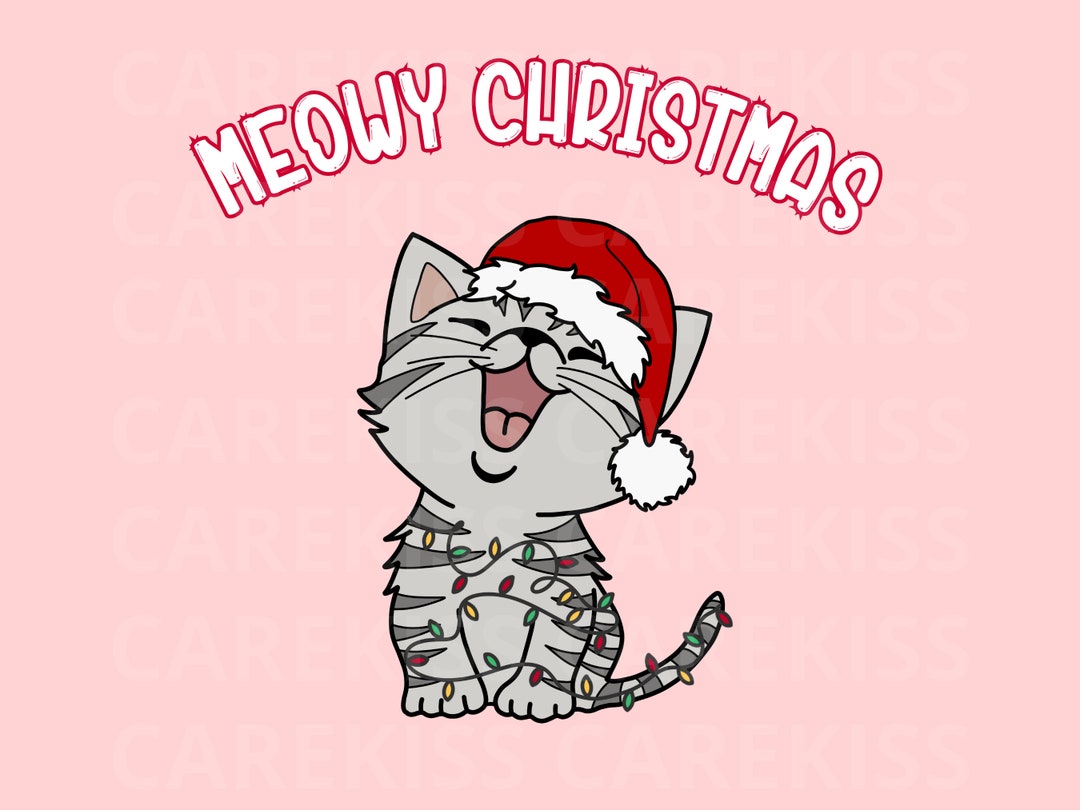 Funny Christmas Cat Png ,meowy Christmas, Cat Christmas PNG, Merry ...