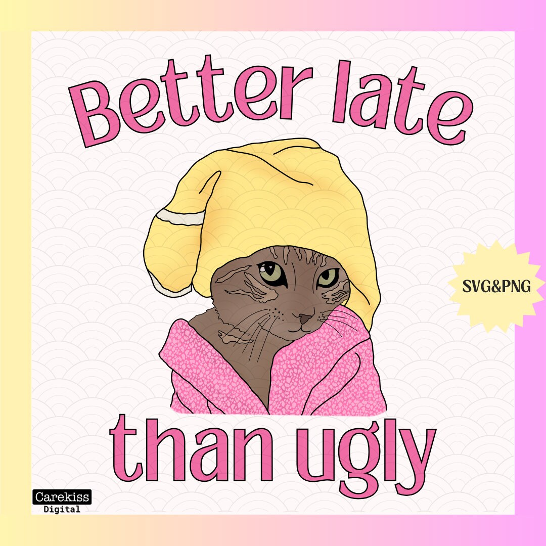 Better Late Than Ugly Even Baddies Get Saddies Funny Cat Meme Png ...