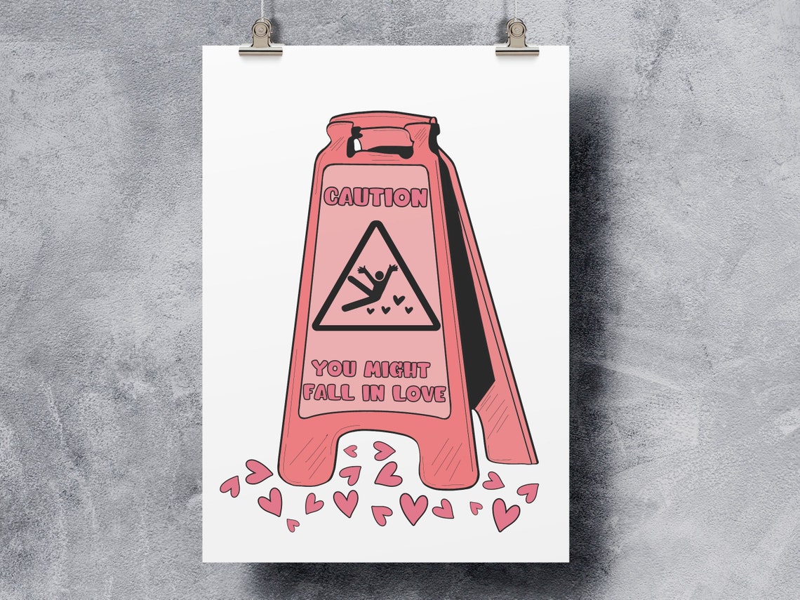 Caution You Might Fall in Love Png, Valentine's Day Card - Funny Love ...