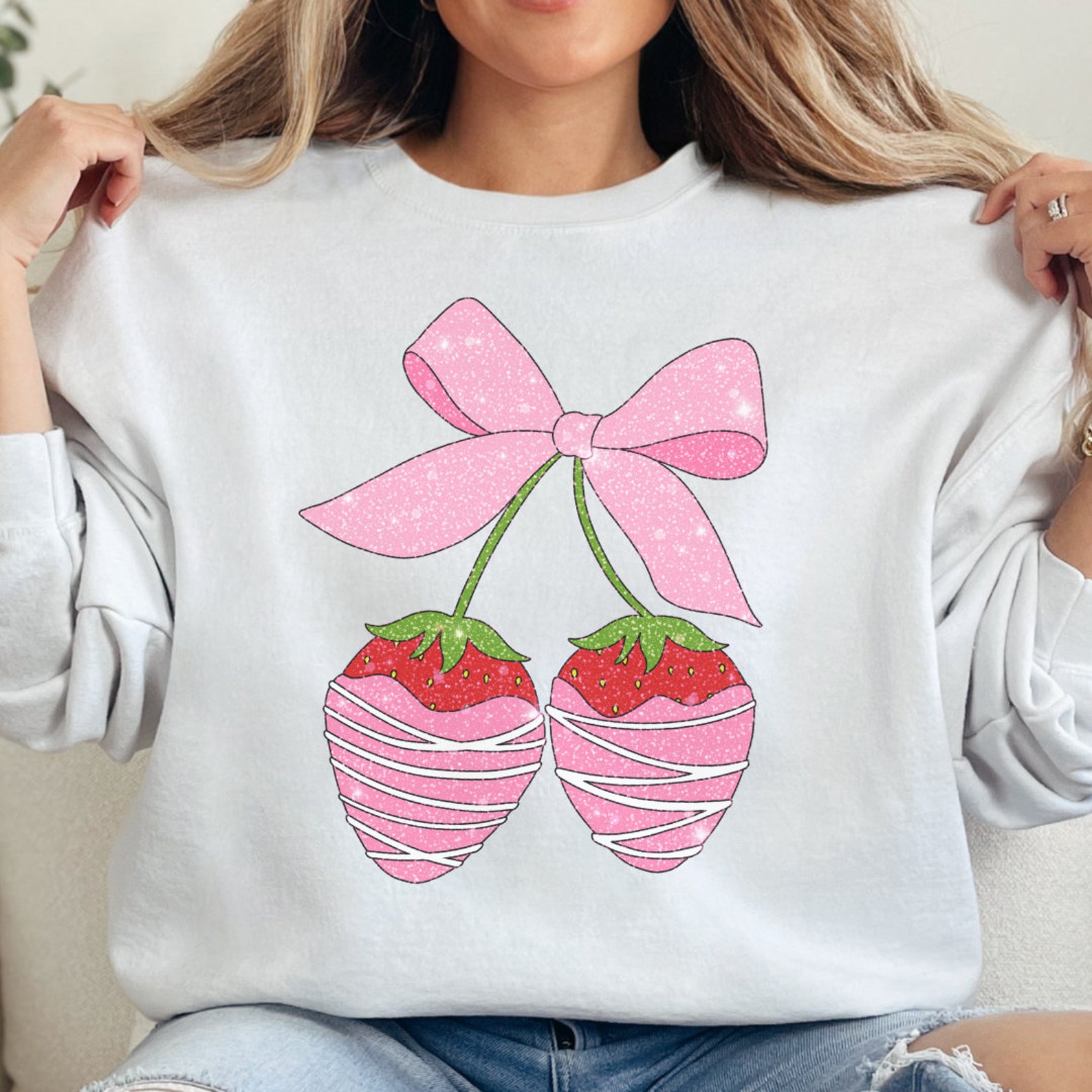 Strawberry Png Svg Sequin Png Coquette Clipart Preppy Png Pink Bow ...