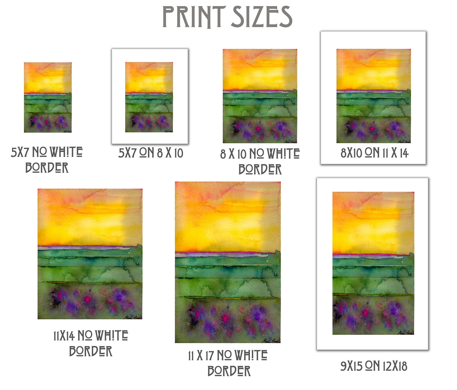 Sunset on the Konza Prairie Watercolor Art Print, the Setting Sun on ...