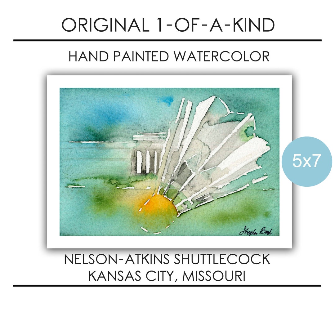 KCMO Shuttlecock Watercolor Painting, 5 X 7 Original Art of Claes ...