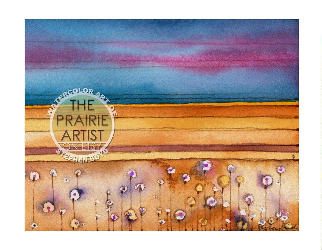 Prairie Wildflowers Watercolor Art Print, Flowers Under the Big Blue ...