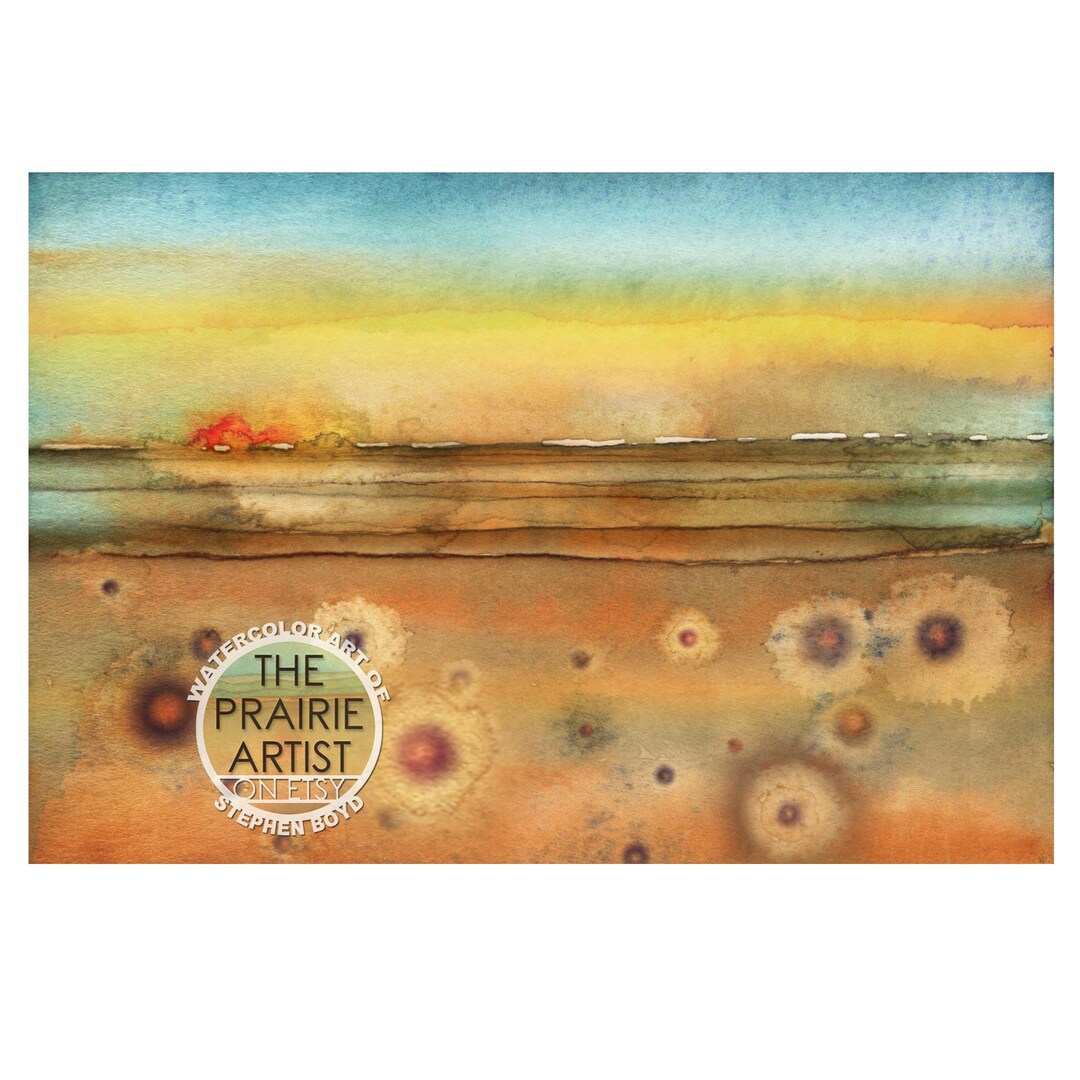 Konza Prairie Watercolor Art Print Autumn View of Wildflowers Flint ...