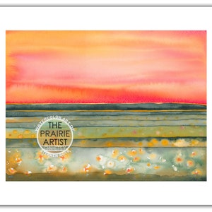 Kansas Wildflower Sunset Original Watercolor Painting, Konza Prairie ...
