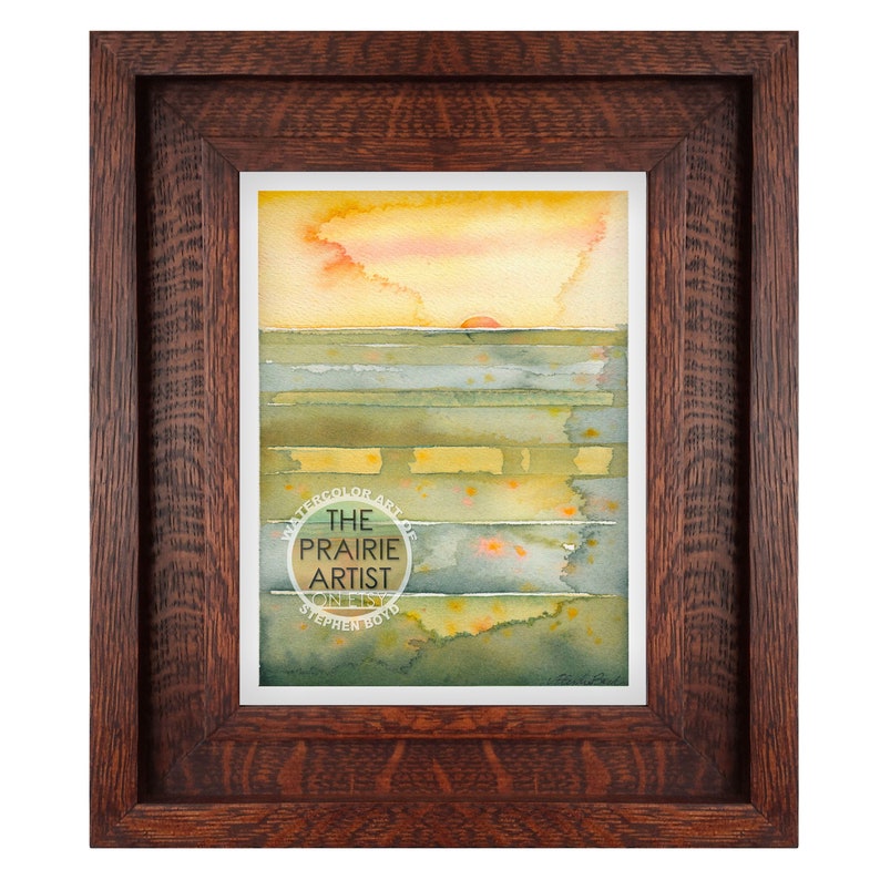 Konza Prairie Flint Hills Kansas Sunset HAND PAINTED Watercolor Art, 5 ...