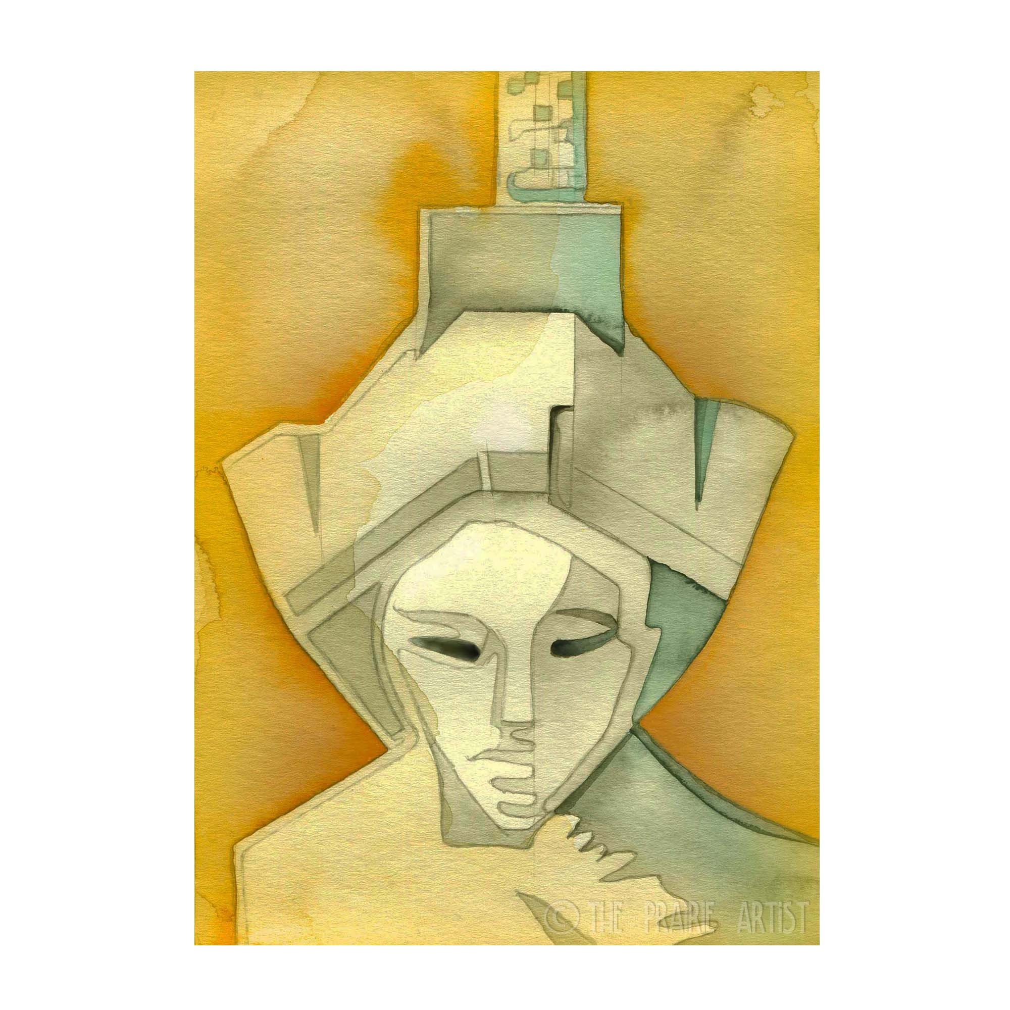 Sprite Statues Watercolor Art Print, Sprites Designed by Wright and ...