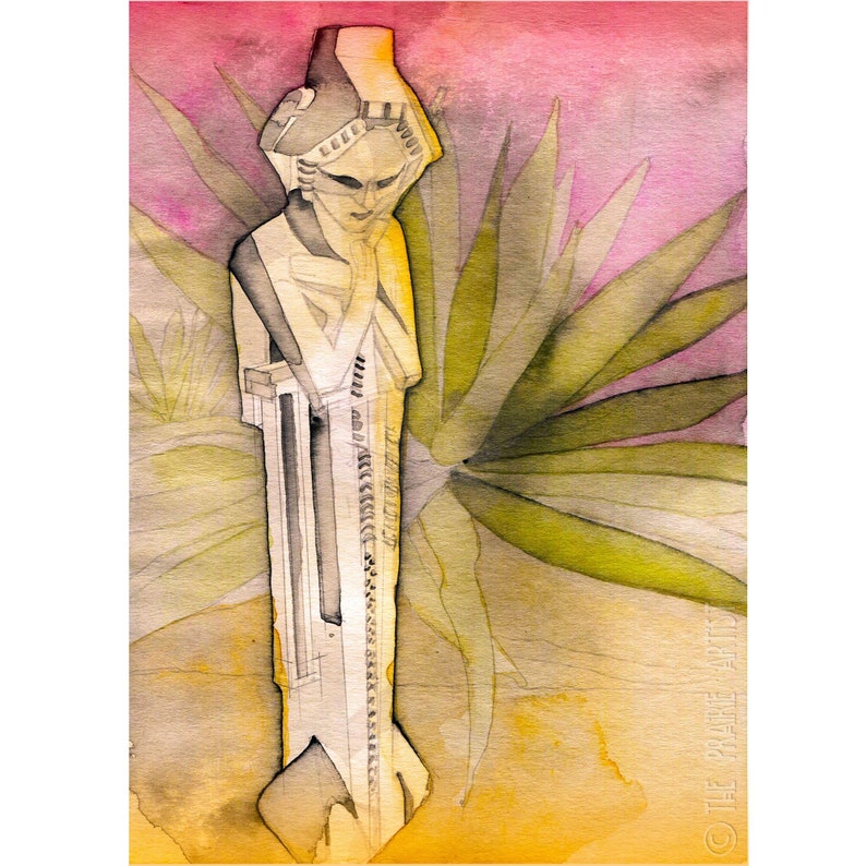 Solemn Sprite Watercolor Art Print, Arizona Biltmore Sculptures ...