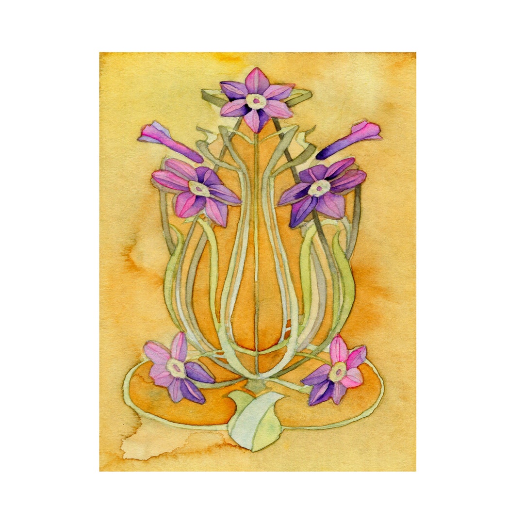 Purple Clematis Watercolor Print, Lavender Clematis Flower Watercolor ...