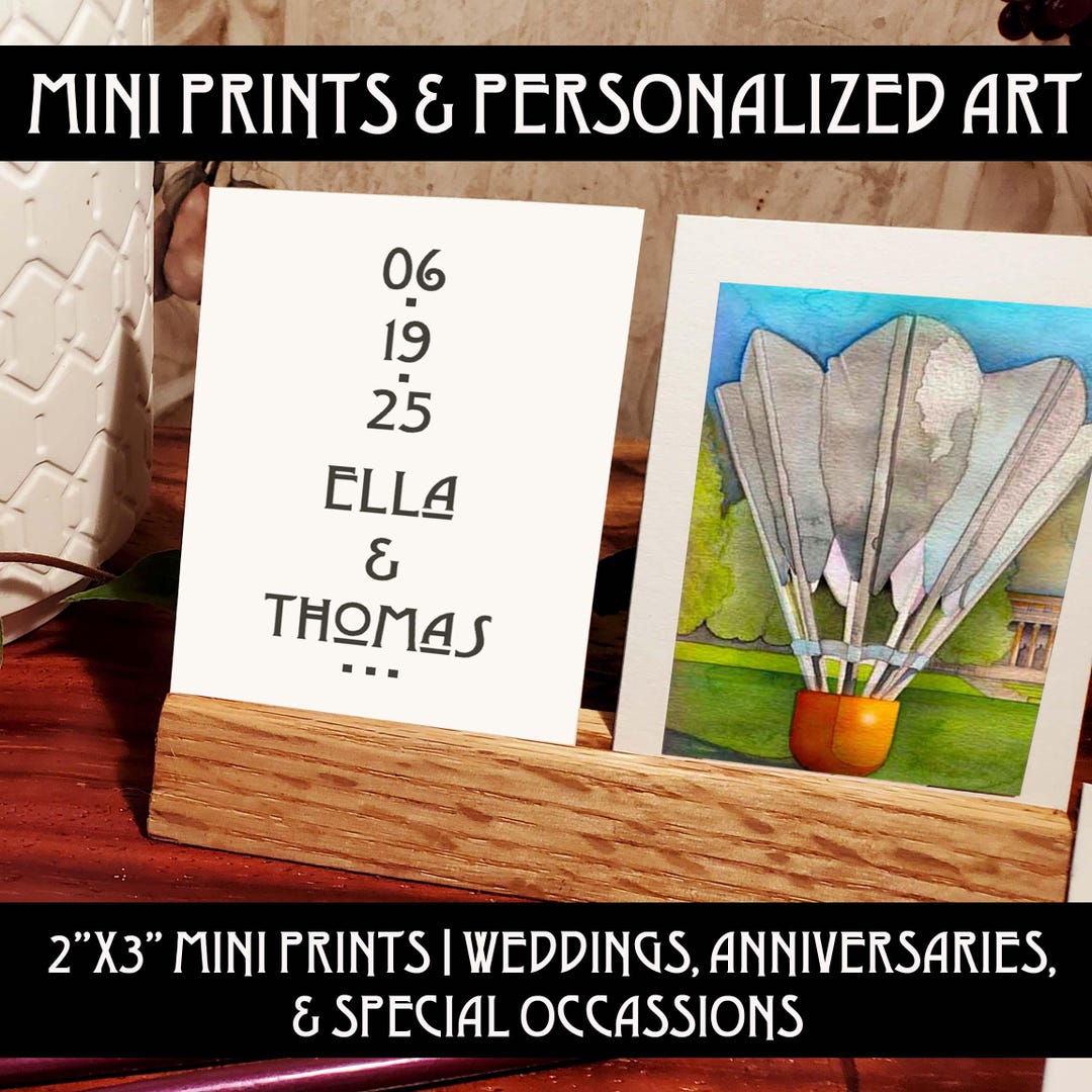 Kansas City Watercolor 2" X 3" Mini Art Prints With Wood Stand, Plaza ...