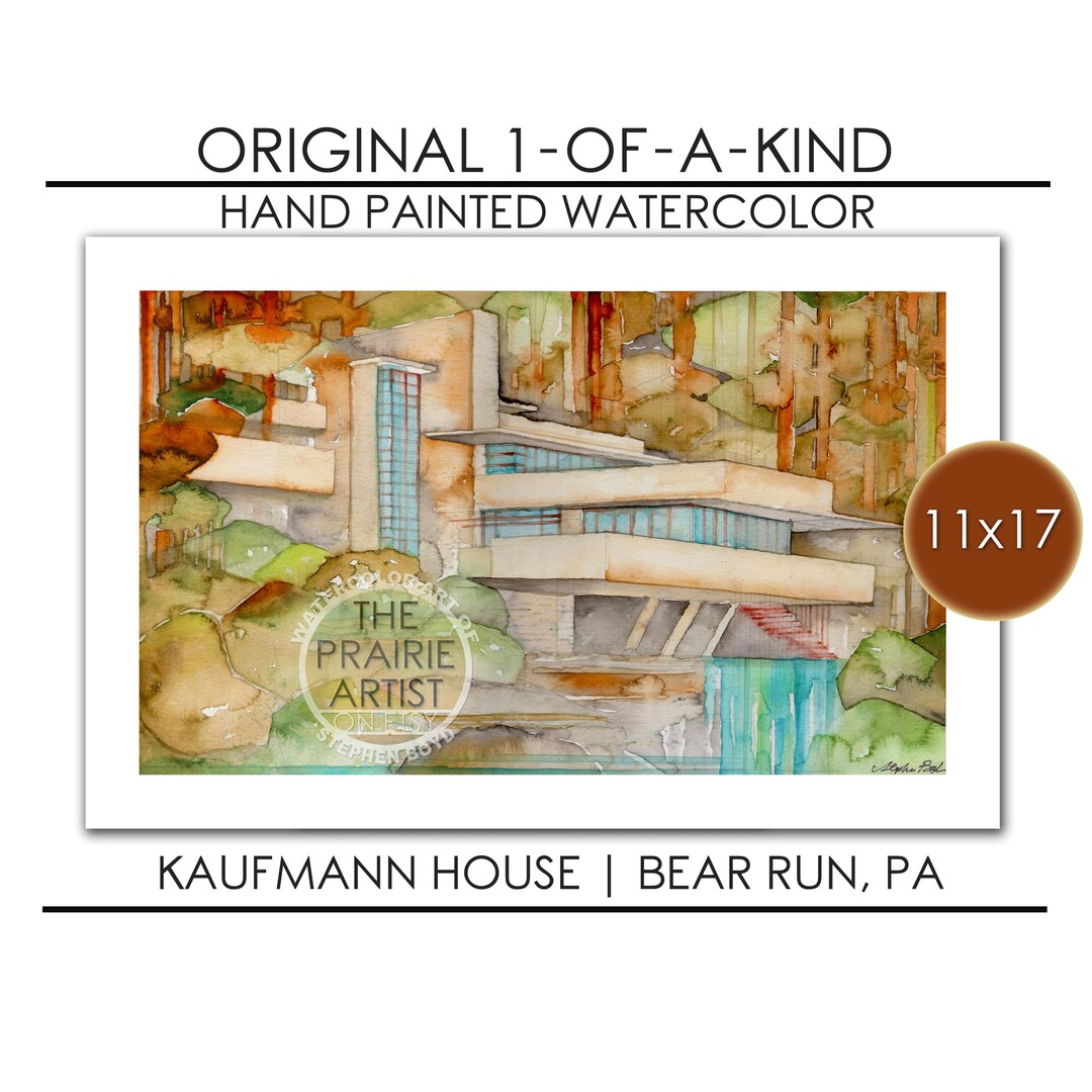 Original HAND PAINTED Watercolor Painting of Kauffman House– Bear Run ...
