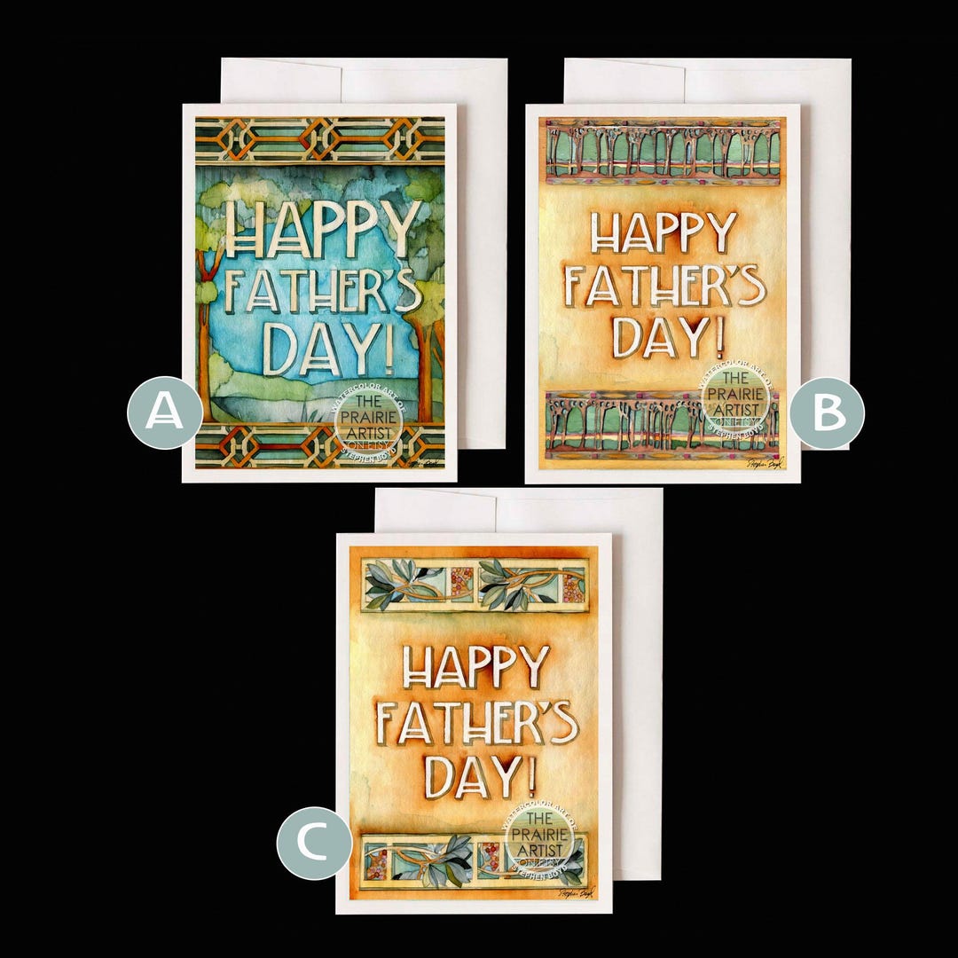 Father's Day Mission Style Watercolor Card, Stickley Style Unique Card ...
