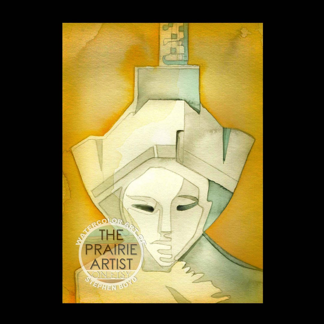 Sprite Statues Watercolor Art Print, Sprites Designed by Wright and ...