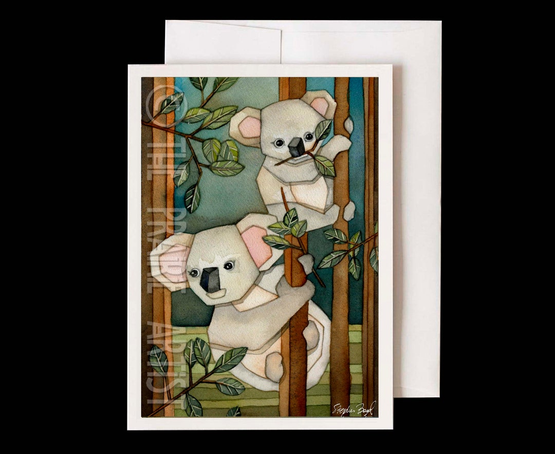 Koalas in the Outback Watercolor Greeting Card, Koala Bears Note ...