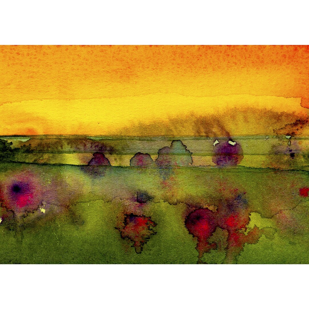Flowers of the Konza Prairie Watercolor Art Print, Setting Sun on ...