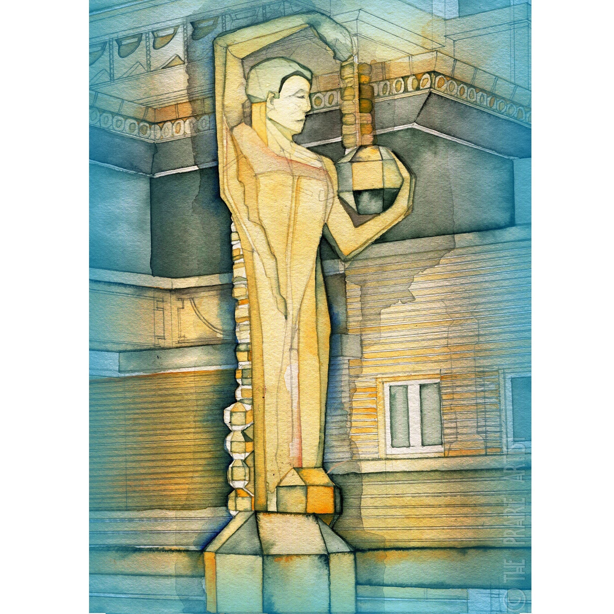 Male Sprite With Dodecahedrons Watercolor Art Print, Chicago Illinois ...