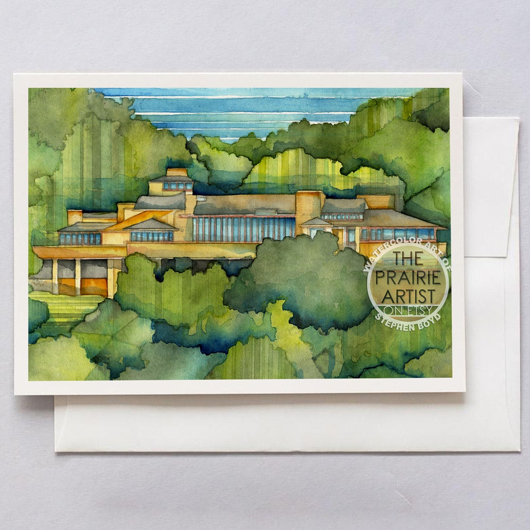 Wright Home Watercolor Greeting Card, Note Card, Home Studio, Spring ...
