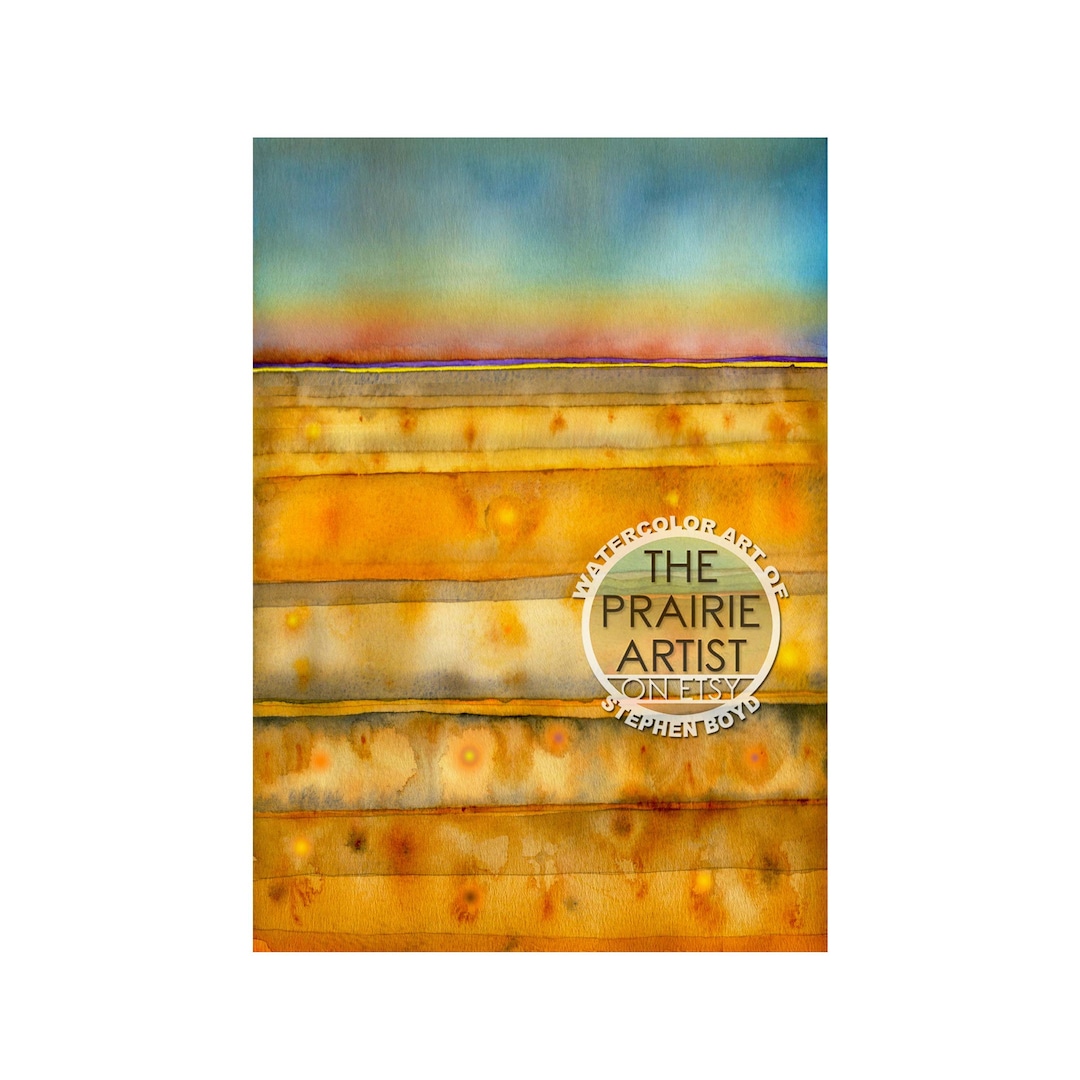 Konza Prairie Watercolor Art Print, Autumn View of Wildflowers and ...