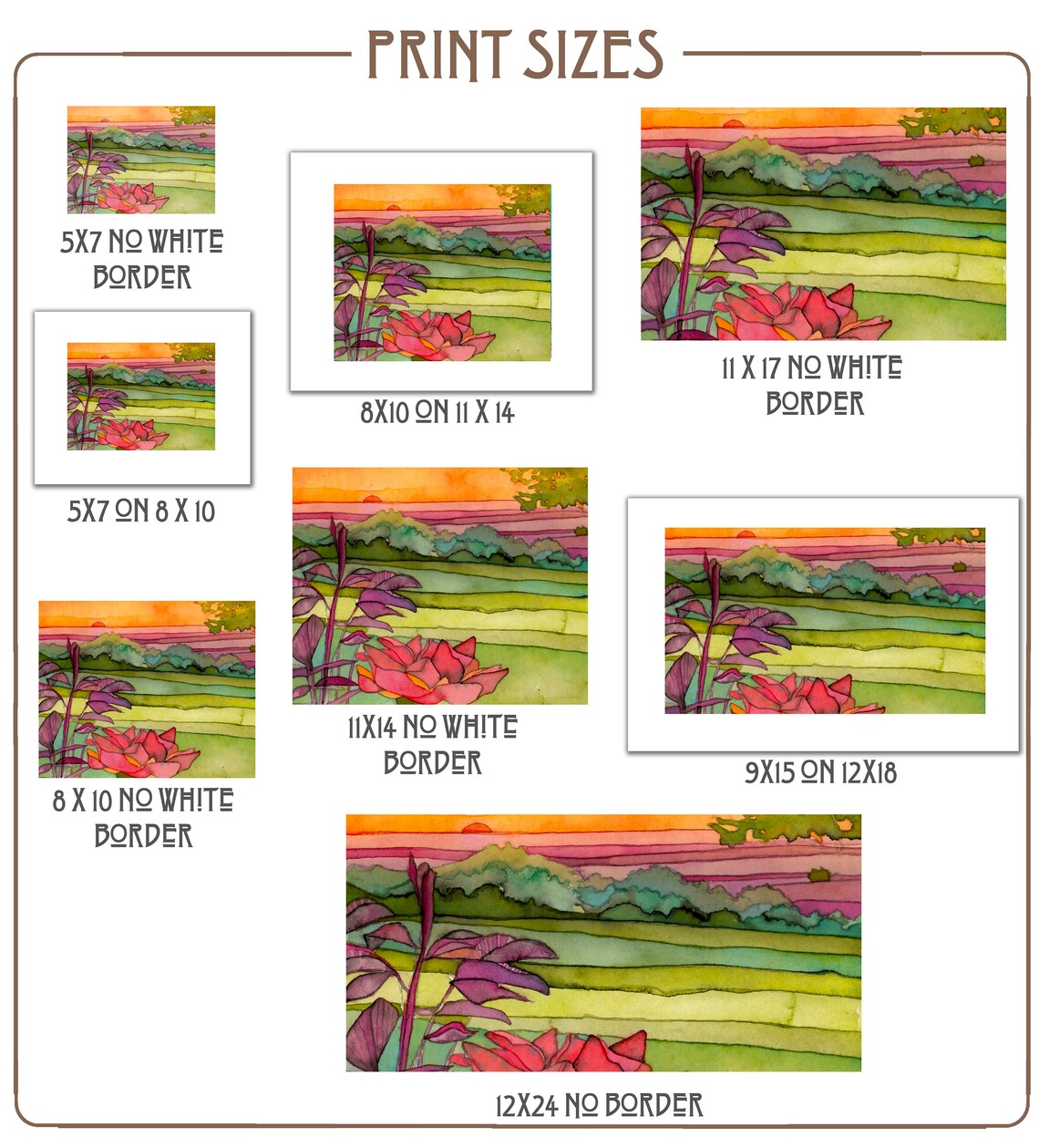 Prairie Sunset Watercolor Print, Landscape Painting, Landscape Art ...