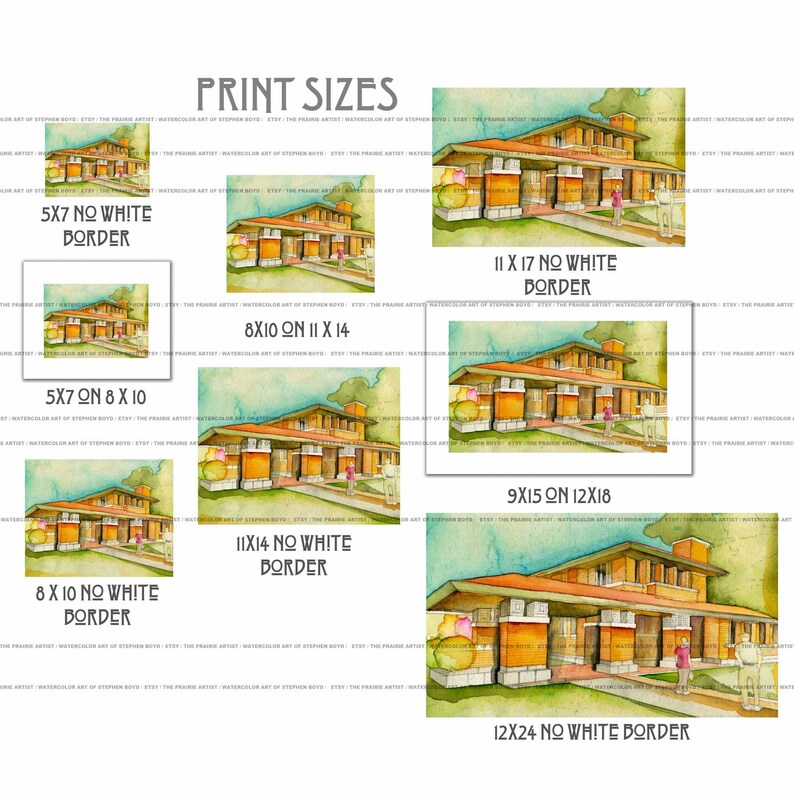 Allen House Wichita Kansas Watercolor Art Print, Wright Architect ...