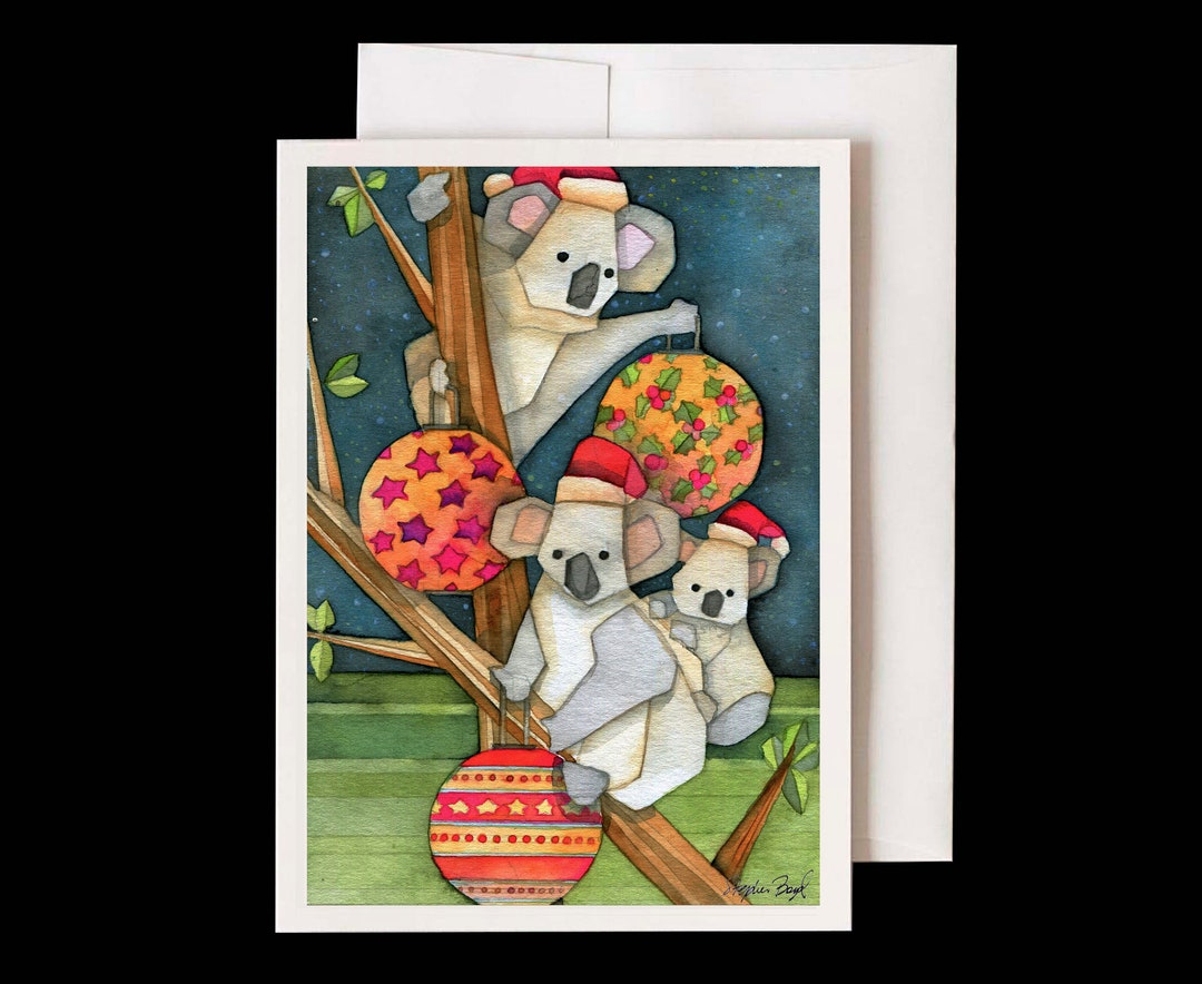 Christmas Koala Card, Australian Themed Greeting Card, Down Under ...