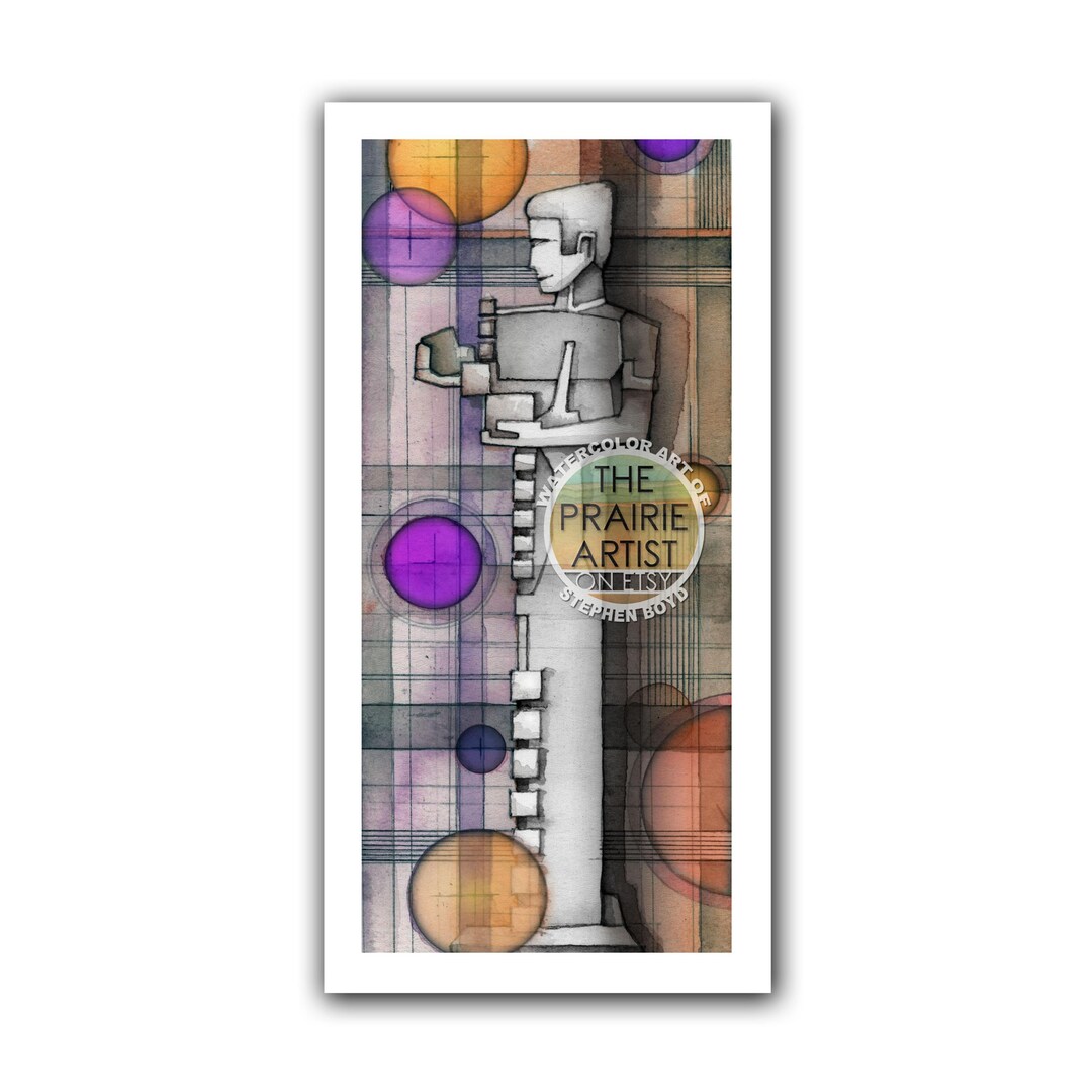 Geometry Man Sprite Watercolor Art Print, Mission Prairie Style, Male ...