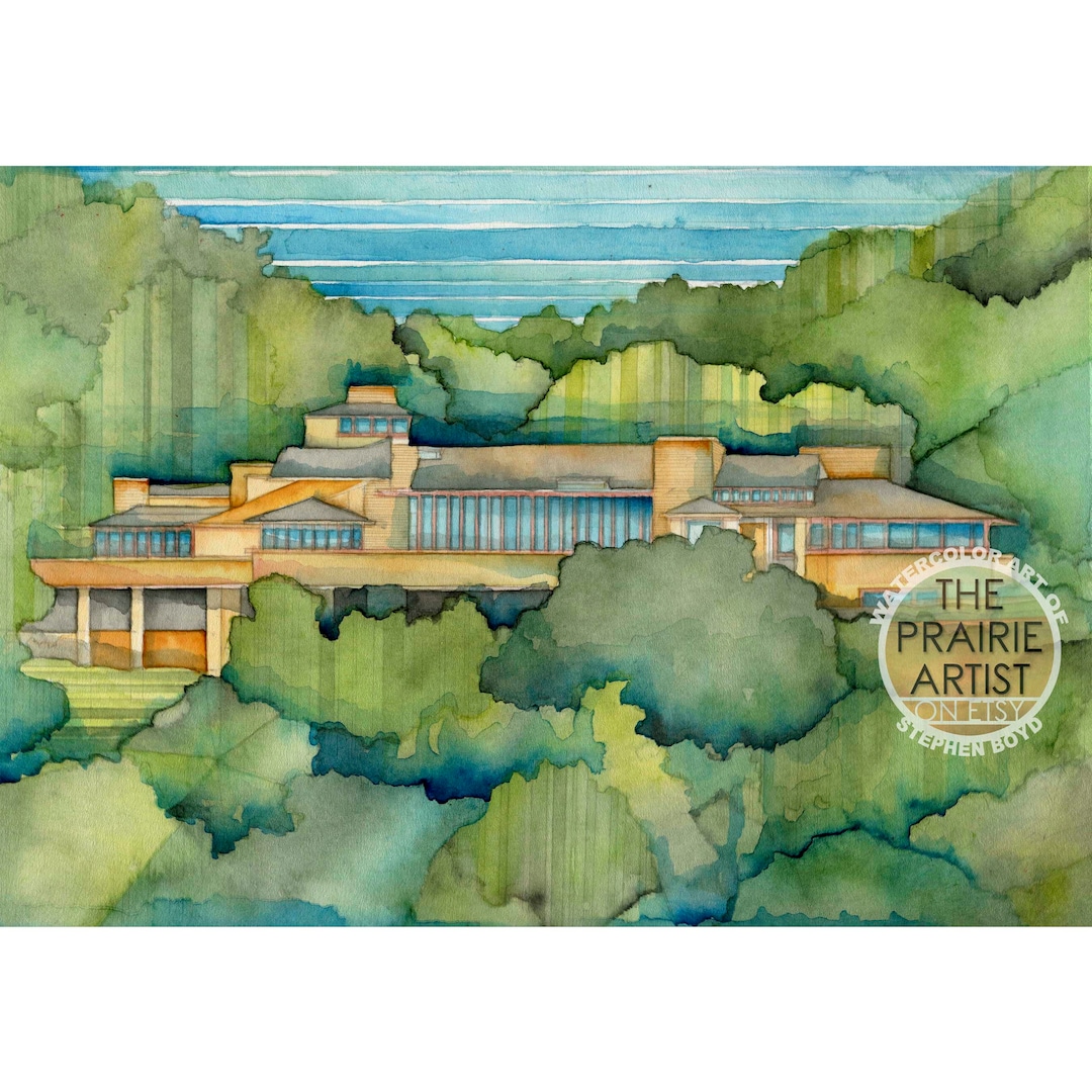 Wright Home Spring Green Wisconsin Watercolor Print, House and Studio ...