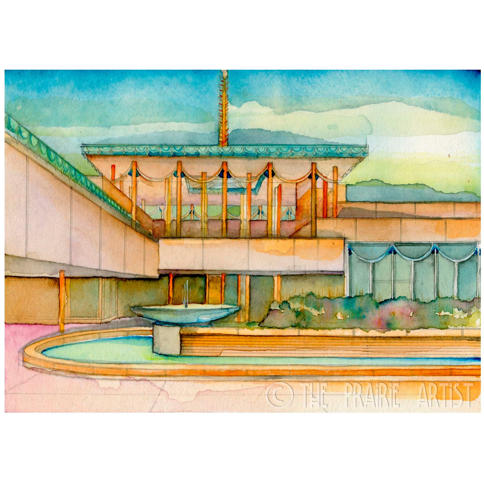 Corbin Education Center Wichita Kansas Fine Art Watercolor - Etsy