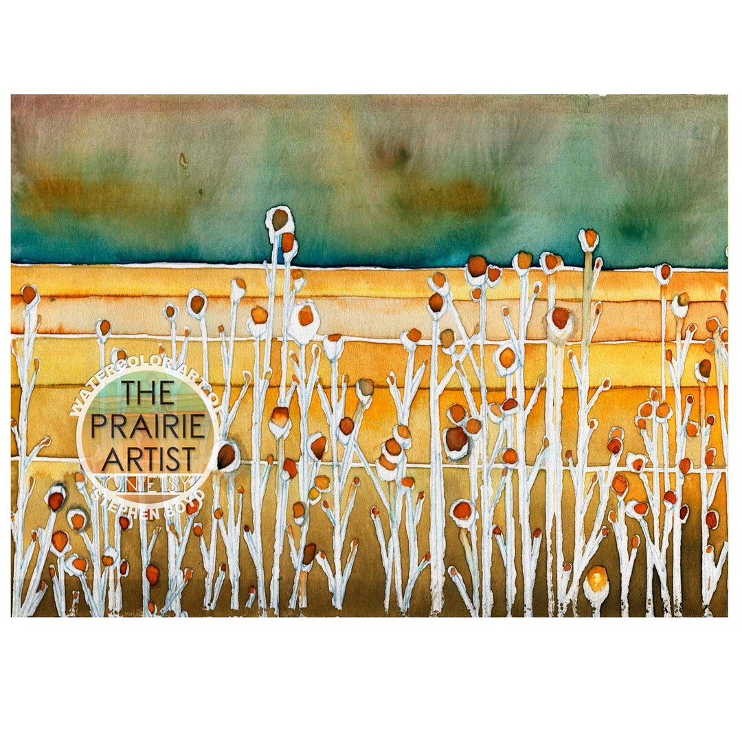 Konza Prairie Wildflowers in Autumn Watercolor Art Print, Flint Hills ...