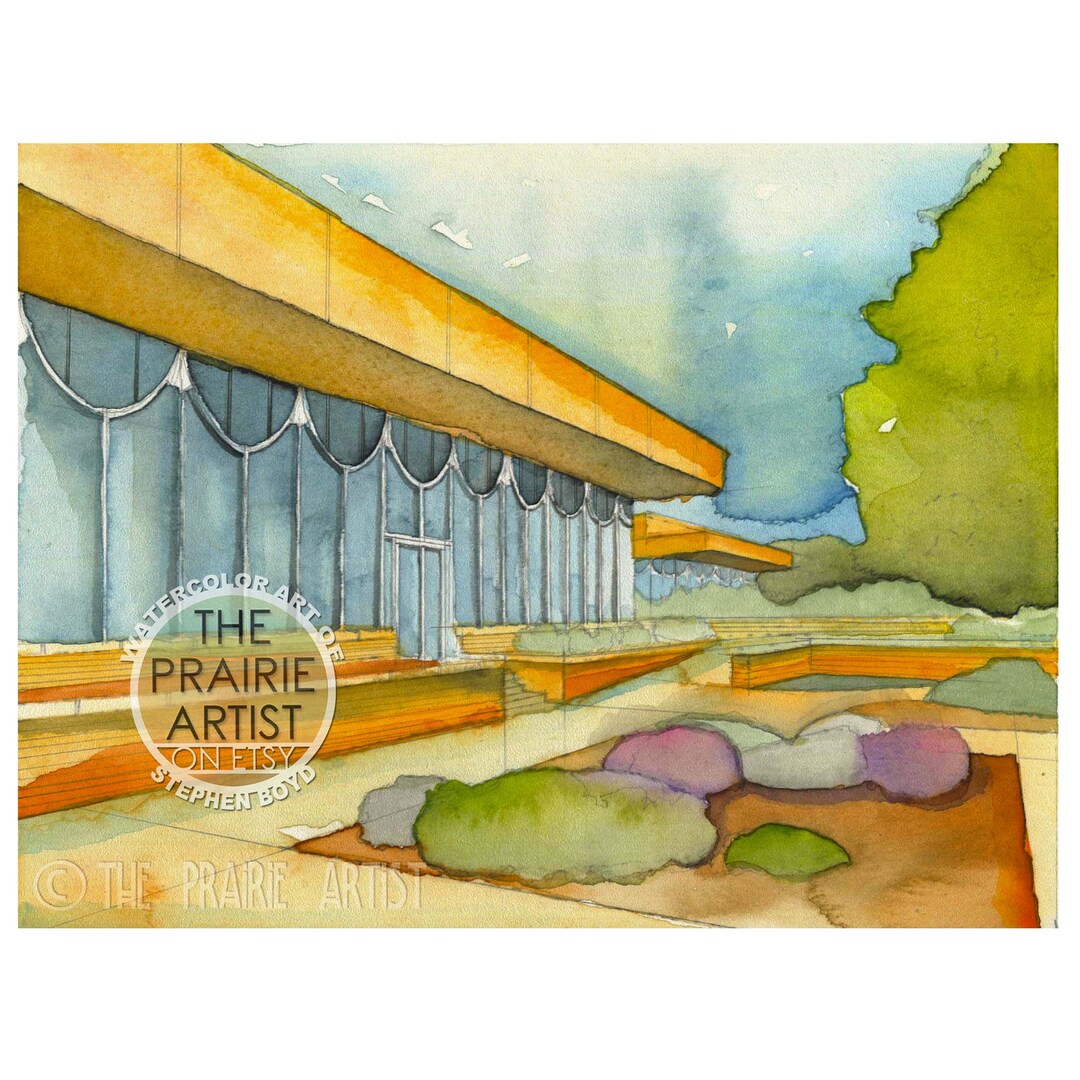 Corbin Education Center Watercolor Art Print, Wichita Kansas, Wichita ...