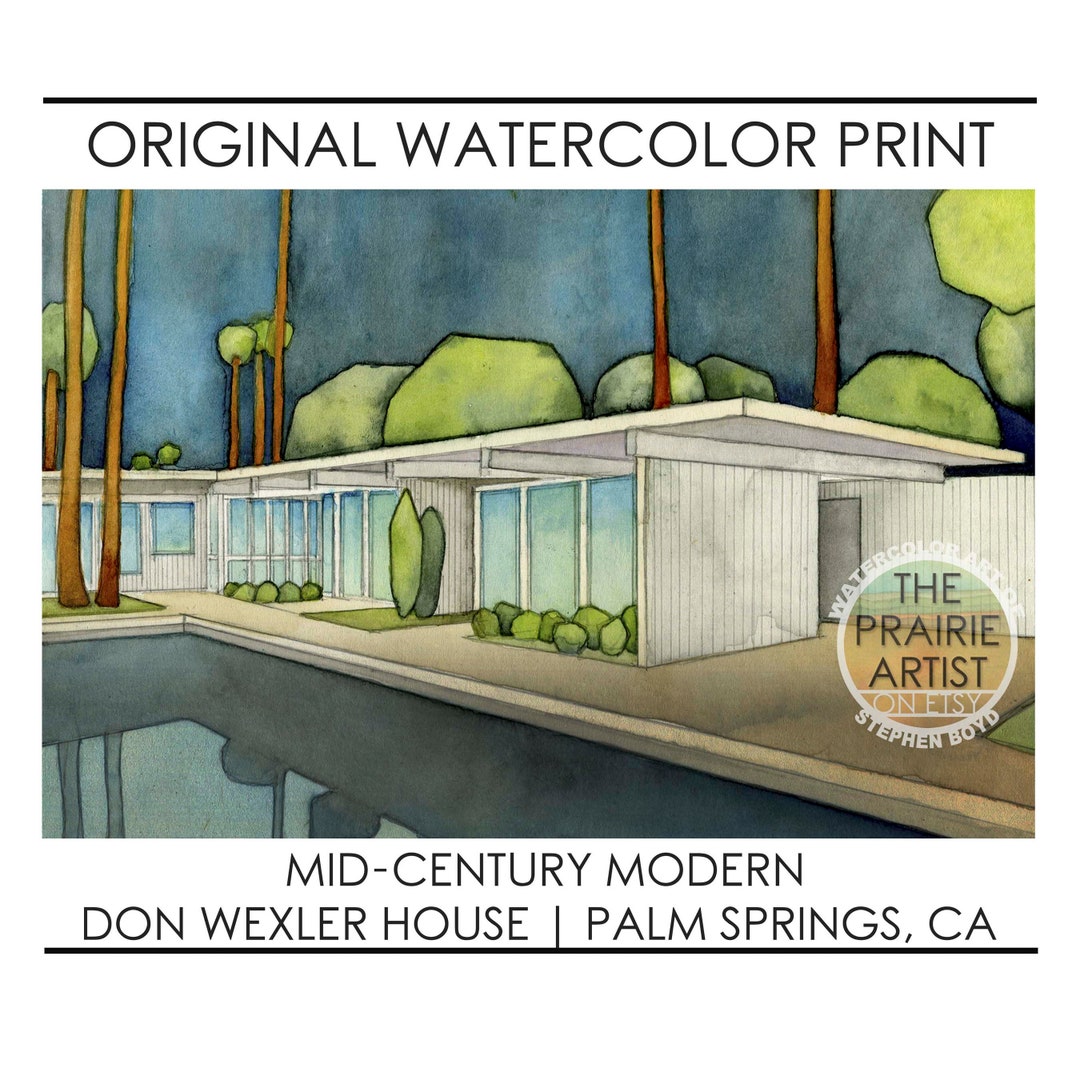 Don Wexler House Watercolor Print, Palm Springs Mid-century Modern Art ...