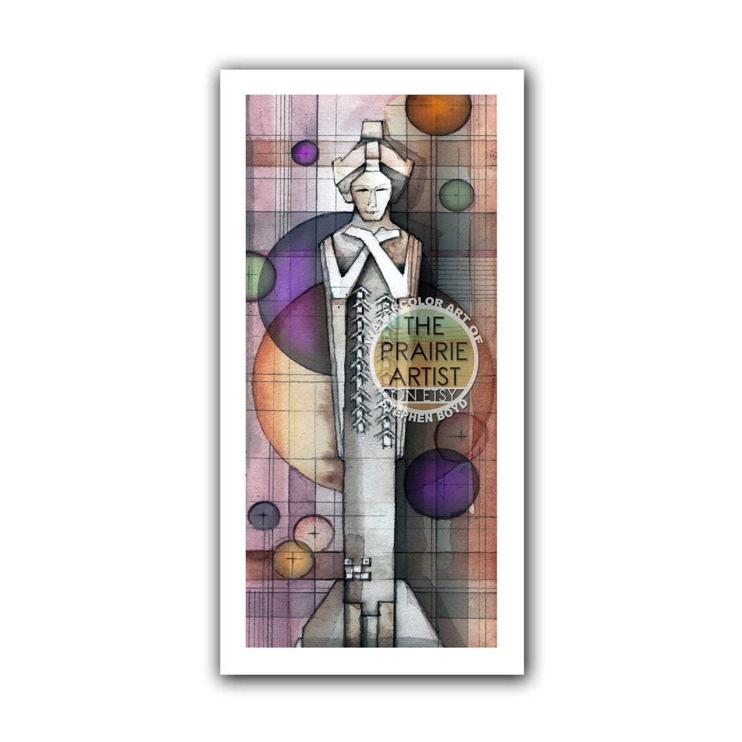 Sprite Watercolor Art Print, Mission Prairie Style Circles and Patterns ...