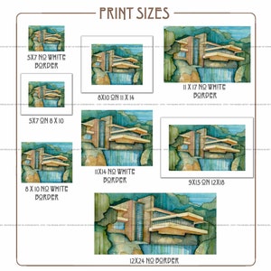 Kaufmann House Watercolor Art Print, Bear Run PA, Wright Waterfall ...