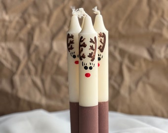 Decorative Christmas/holiday Taper Candles Hand Painted - Etsy