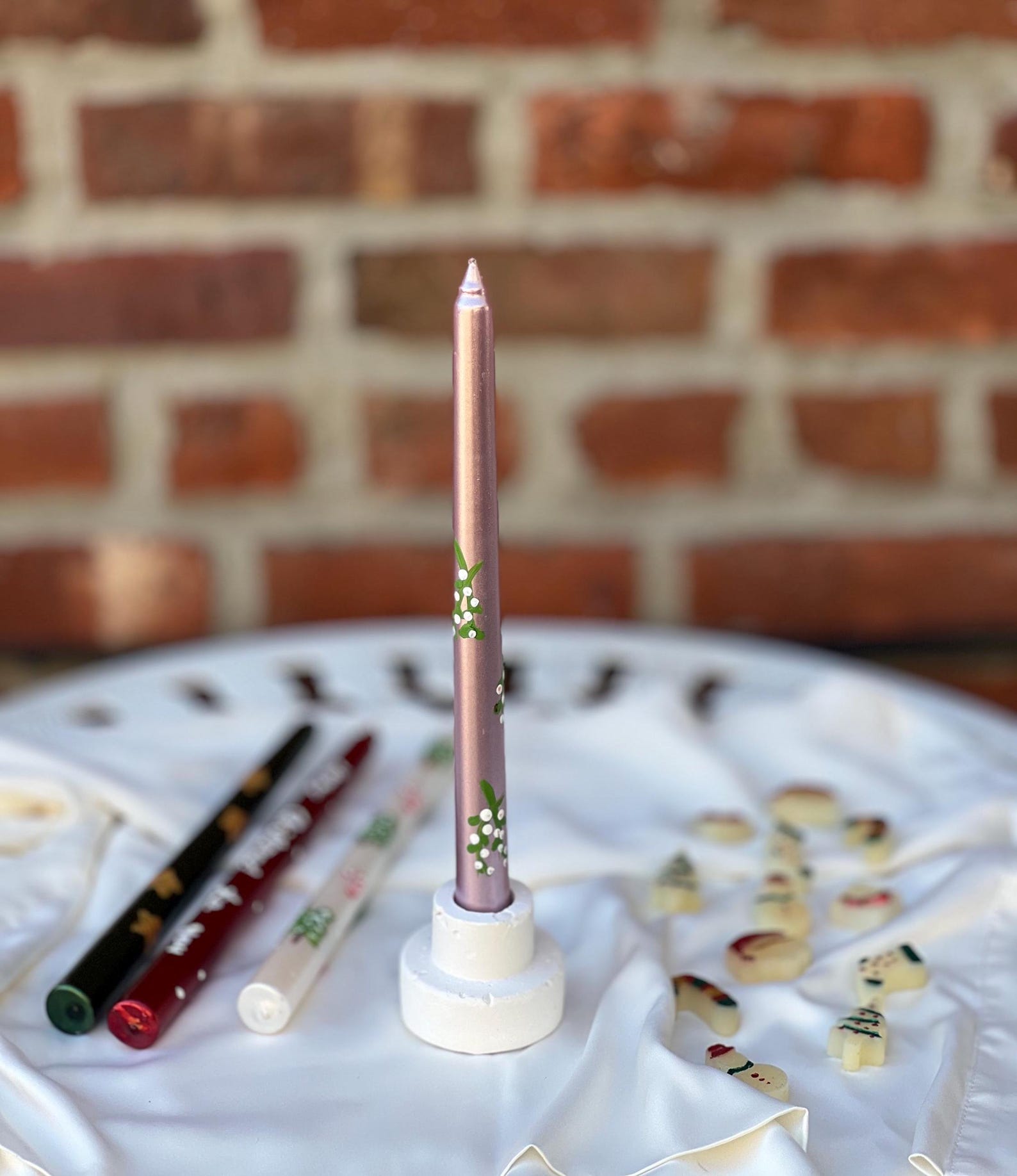 Christmas Taper Candles,hand Painted,beeswax Taper Candles,home Decor ...