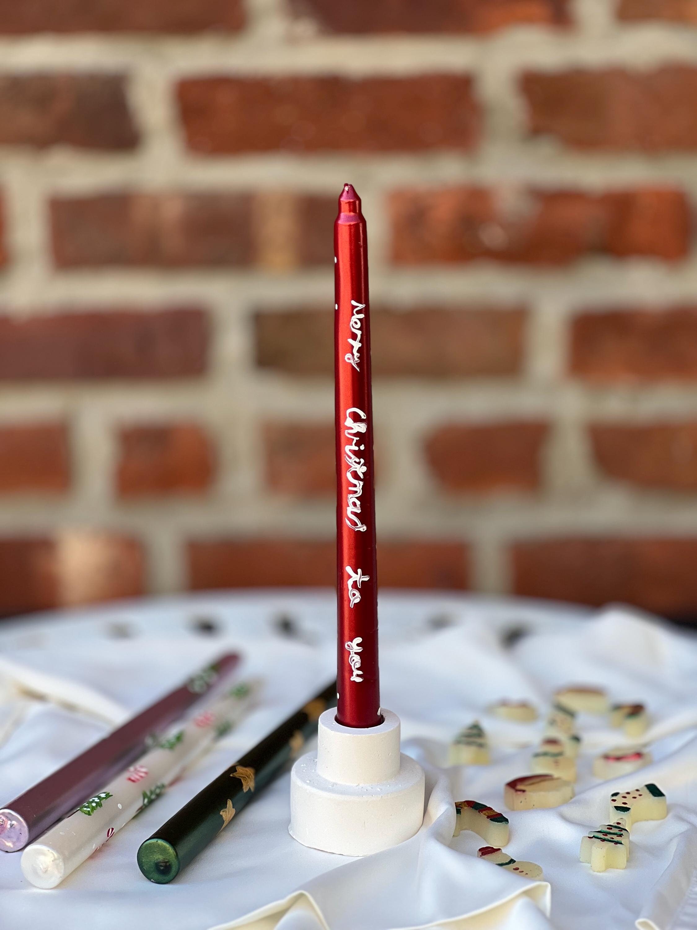 Christmas Taper Candles,hand Painted,beeswax Taper Candles,home Decor ...