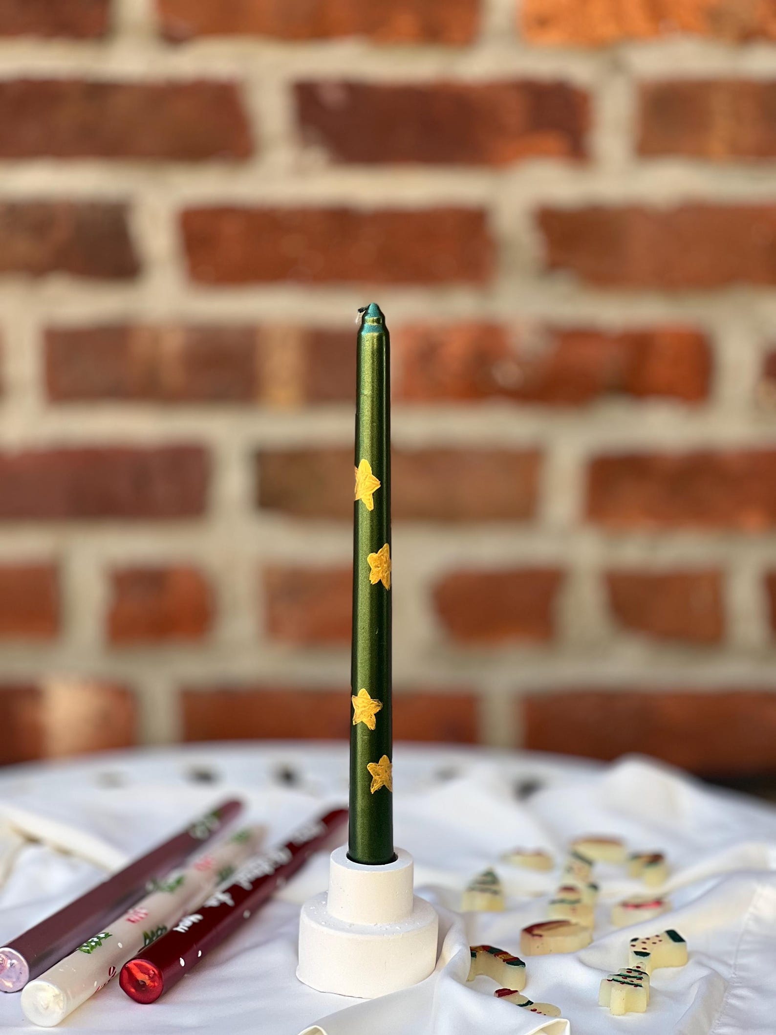 Christmas Taper Candles,hand Painted,beeswax Taper Candles,home Decor ...