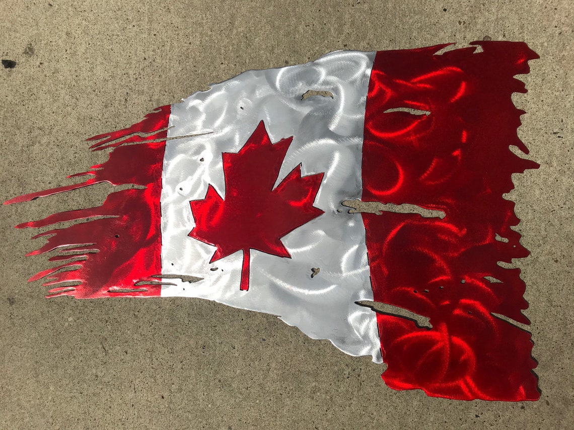 Tattered Canadian Flag, Hand Made Metal Wall Art - Etsy Canada