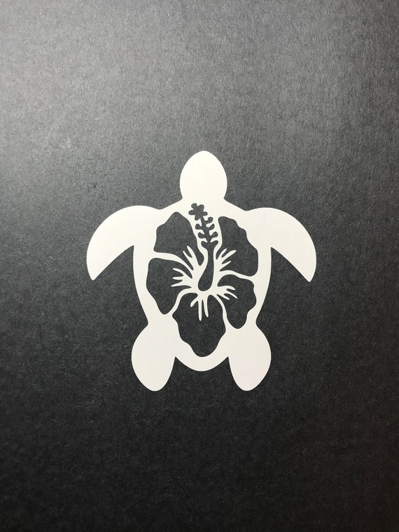 Hawaiian Hibiscus Sea Turtle Decal | Etsy