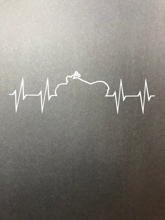 Motorcycle Heart Beat Decal | Etsy
