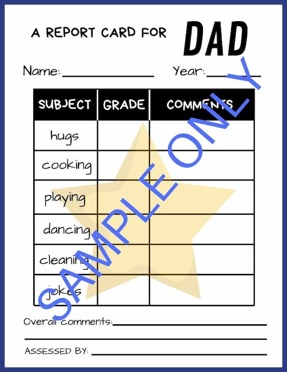 Dad Report Card US Letter | Etsy