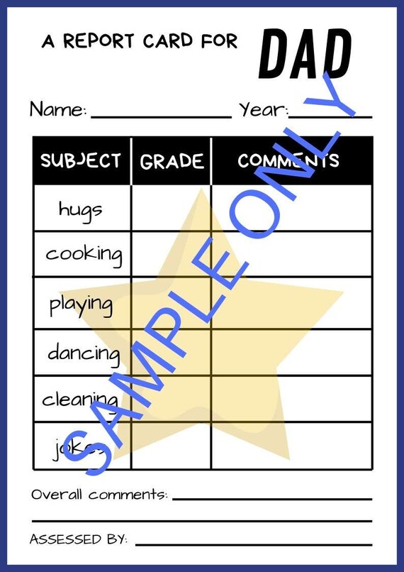 Dad Report Card A4 - Etsy